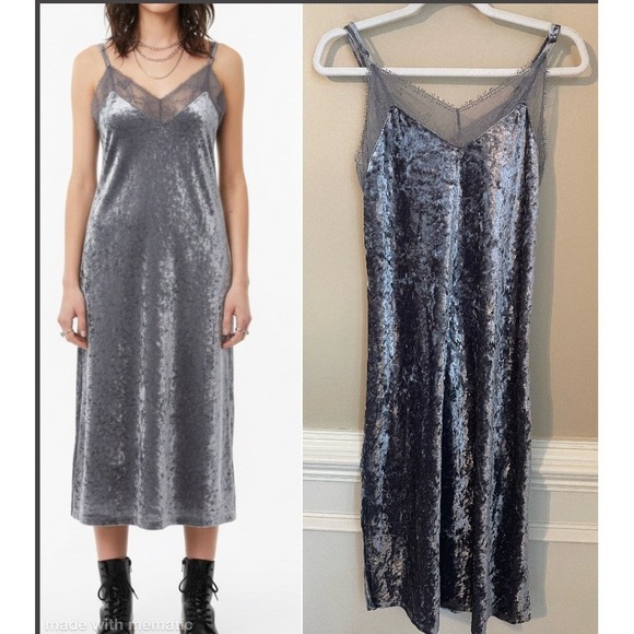 Mossimo Supply Co. | Dresses | Mossimo Sz M Velvet Lace Trim Midi Slip ...